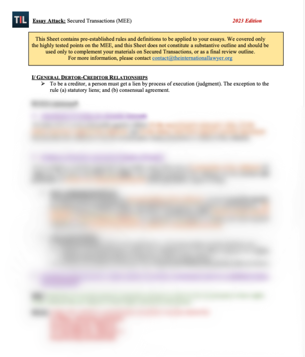 Bar Exam MEE Essay Package, Outlines - The International Lawyer